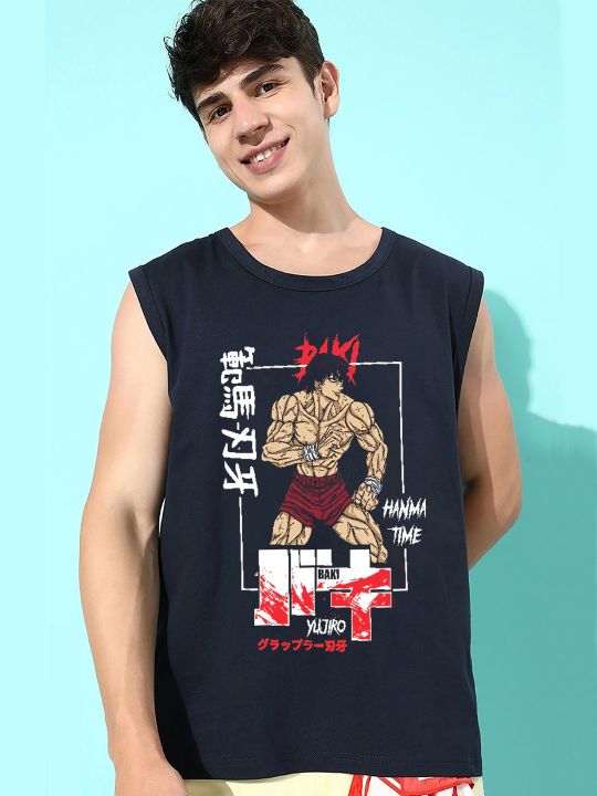 Baki Hanma Navy Blue Tank For Men - broncopolos.com