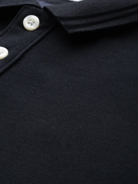 Basic Black Double Butt Collared Pique Polo T Shirt - broncopolos.com