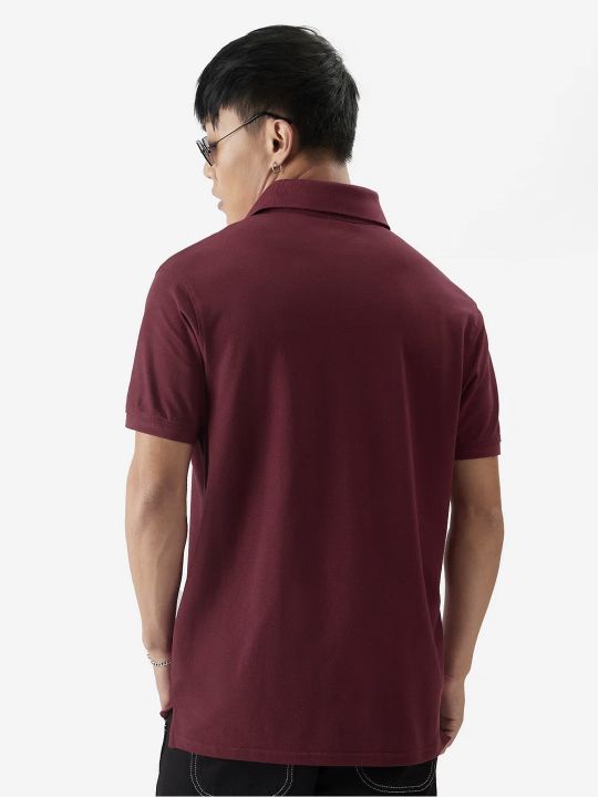 Basic Burgundy Double Butt Collared Pique Polo T Shirt - broncopolos.com