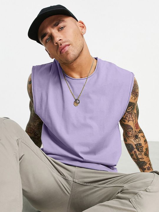Basic Lilac Tank Top For Men - broncopolos.com
