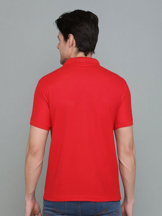 Basic Red Double Butt Collared Pique Polo T Shirt - broncopolos.com