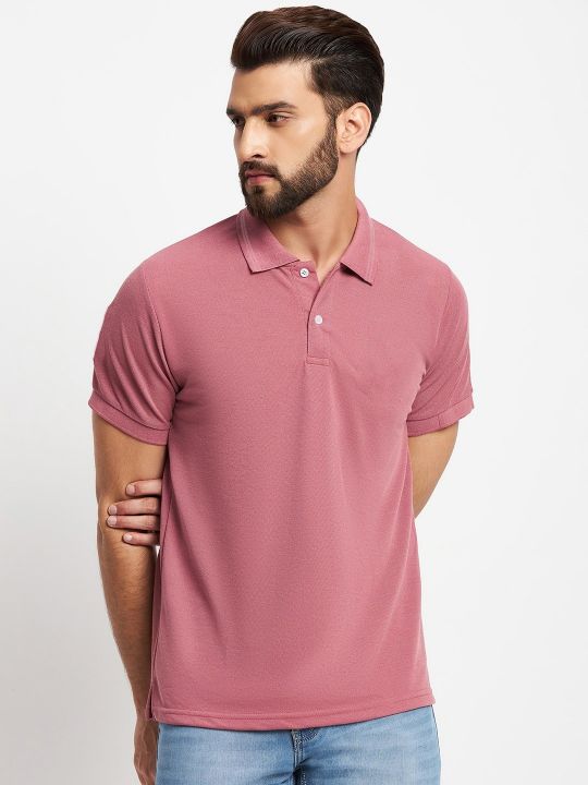 Basic Rose Wine Double Butt Collared Pique Polo T Shirt - broncopolos.com