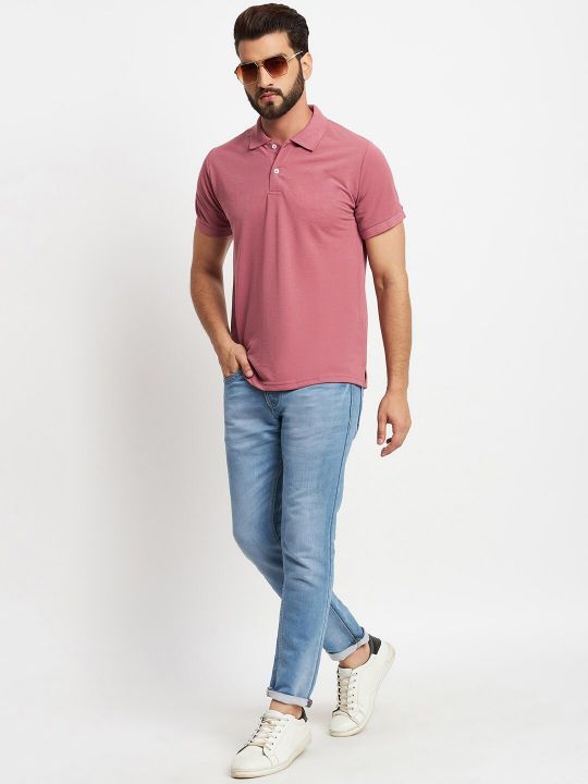 Basic Rose Wine Double Butt Collared Pique Polo T Shirt - broncopolos.com