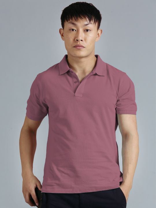 Basic Rose Wine Double Butt Collared Pique Polo T Shirt - broncopolos.com