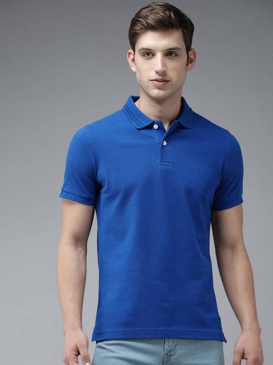 Basic Royal Blue Double Butt Collared Pique Polo T Shirt - broncopolos.com