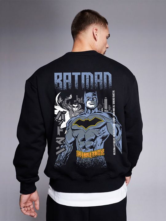 Batman Gotham City Black Oversized Sweatshirt For Men - broncopolos.com