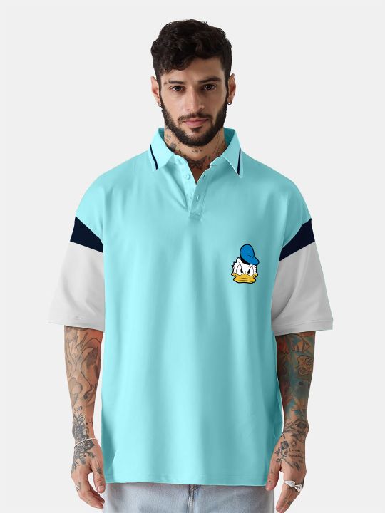 Donald Duck Aqua Oversized Polo T Shirt - broncopolos.com