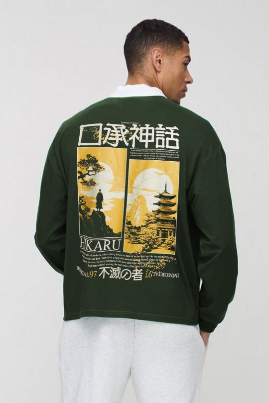 Hikaru Olive Green Rugby Polo T Shirts For Men - broncopolos.com