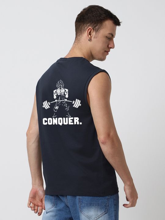 Navy Blue Conquer Tank For Men - broncopolos.com