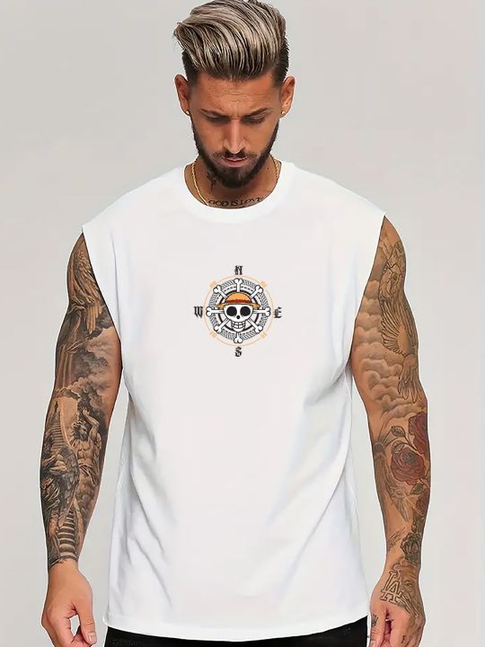 One Piece Luffy White Tank For Men - broncopolos.com