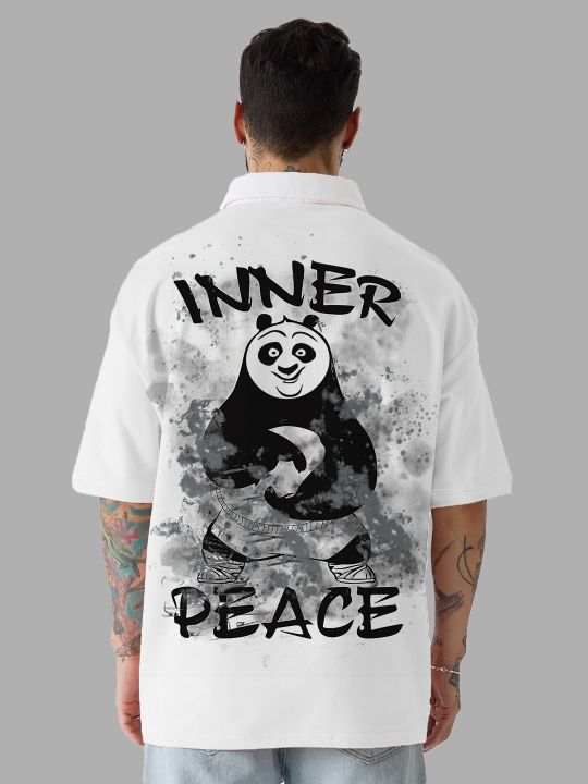 Panda Inner Peace Oversized Polo T Shirt - broncopolos.com