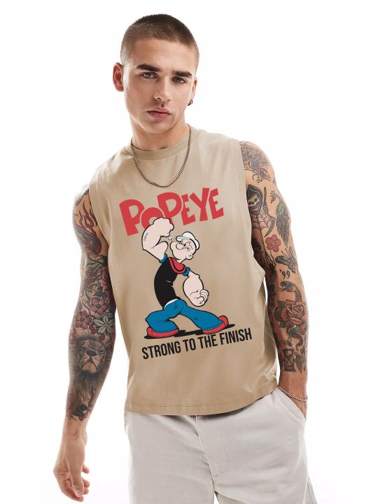 Popeye Beige Tank For Men - broncopolos.com
