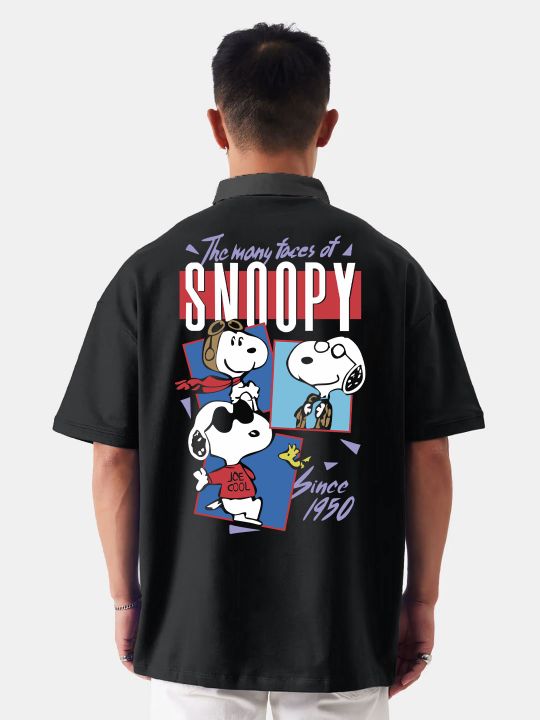 Snoopy Black Oversized Polo T Shirt - broncopolos.com